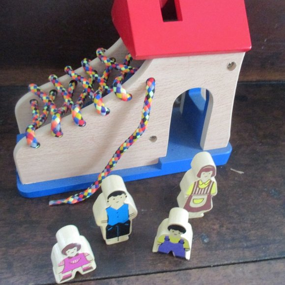 Toys | Wooden Shoe Lacing Toy House With Family | Poshmark